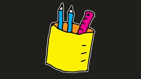 kids drawing black screen with theme of | Stock Video | Pond5