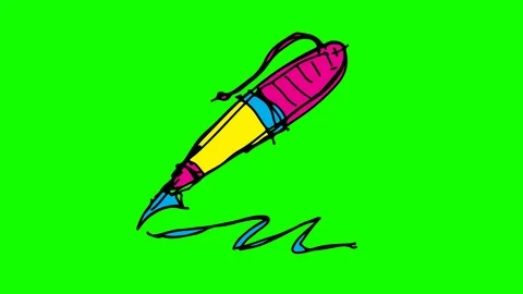 kids drawing symbol green screen with th... | Stock Video | Pond5