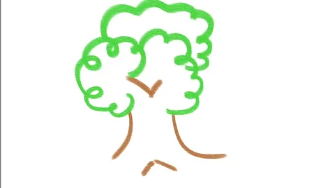 kids drawing tree animation on white bac... | Stock Video | Pond5