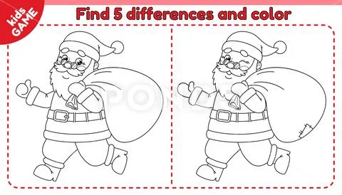 Kids game Find differences and color Santa Claus: Graphic #253565285