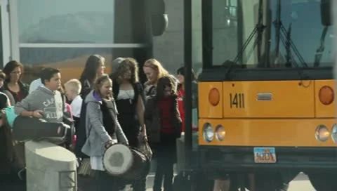 Kids getting onto the school bus - Back ... | Stock Video | Pond5