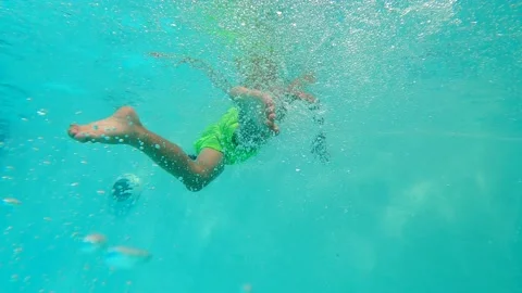 kids jumping in pool filmed with underwa... | Stock Video | Pond5