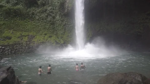 Kids playing in Waterfall pool, La Fortu... | Stock Video | Pond5