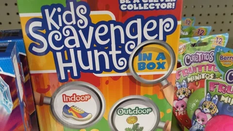 Kids Scavenger Hunt in a Box | Stock Video | Pond5