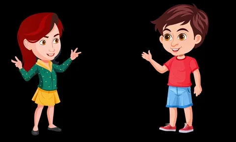 kids talking each other, Animation Of Ca... | Stock Video | Pond5