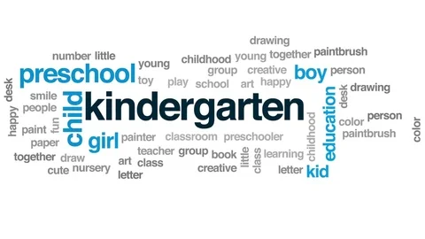 Kindergarten animated word cloud, text d... | Stock Video | Pond5