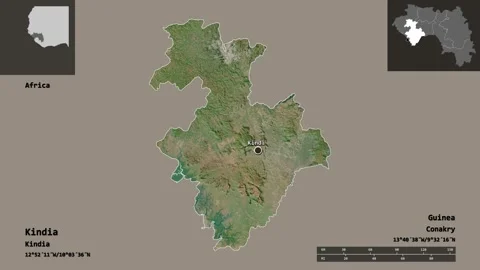 Kindia location. Guinea. Satellite map | Stock Video | Pond5