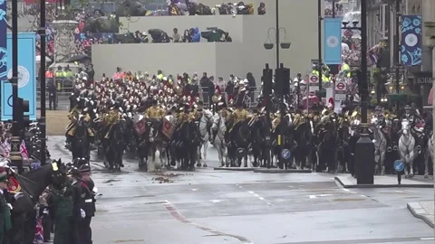 King and Queen make their way to Westmin... | Stock Video | Pond5