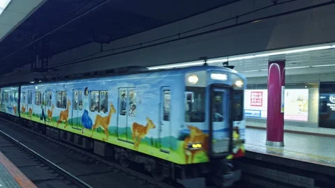 Kintetsu Railways' Deer Train Arrives at... | Stock Video | Pond5