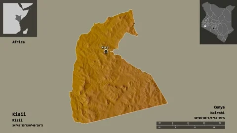Kisii location. Kenya. Relief map | Stock Video | Pond5
