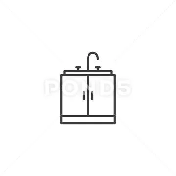 Kitchen sink icon vector on white background: Royalty Free #132981626