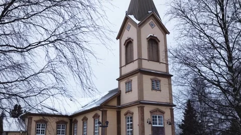 Kittila Church in Lapland. Famous histor... | Stock Video | Pond5