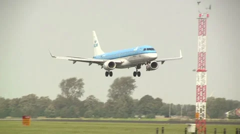 KLM plane landing at Schiphol | Stock Video | Pond5