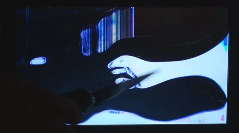 Knife and broken lcd tv screen | Stock Video | Pond5