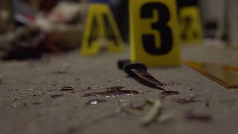 Knife Weapon With Blood, Crime Scene Sit... | Stock Video | Pond5
