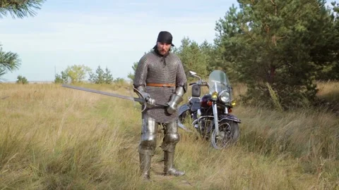 knight with a two-handed sword in his ha... | Stock Video | Pond5