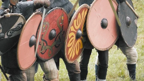 Knight warriors taunting enemy. Medieval... | Stock Video | Pond5