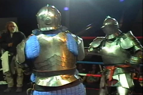Knights Fight in Boxing Ring with Armor ... | Stock Video | Pond5
