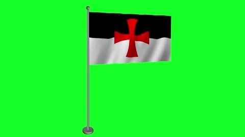 Knights Templar Flag Animated in Wind on... | Stock Video | Pond5