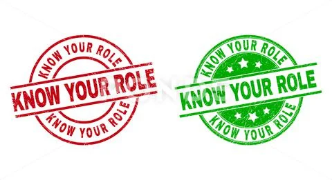 KNOW YOUR ROLE Round Seals Using Distress Texture: Royalty Free #149904590