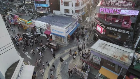 Korean dancers busking in Hongdae during... | Stock Video | Pond5