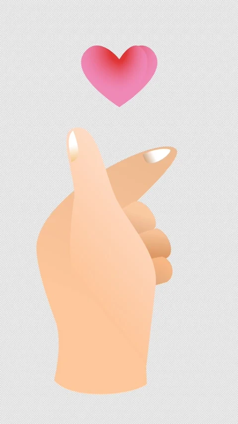 Korean finger heart. Hand gesture cartoo... | Stock Video | Pond5