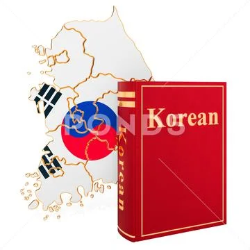 Korean language book with map of South Korea, 3D rendering: Royalty ...
