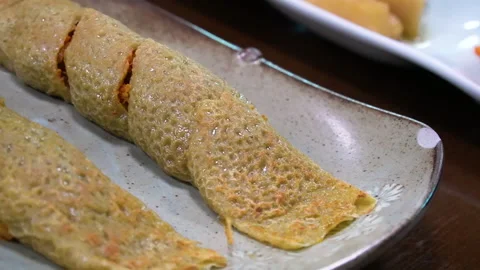 Korean traditional food, Buckwheat Crepe... | Stock Video | Pond5