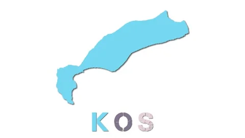 Kos map with paper regions. Animated isl... | Stock Video | Pond5