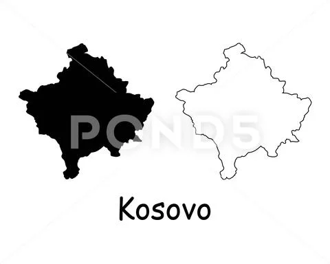 Kosovo Map. Kosovar Kosovan Black silhouette and Outline Map on White ...