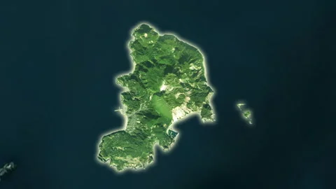 Kozu-shima Island - Japan close-up - sat... | Stock Video | Pond5