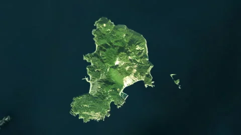 Kozu-shima Island - Japan close-up - sat... | Stock Video | Pond5