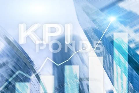 KPI - Key performance indicator graph on blurred background.: Graphic ...