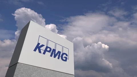KPMG logo against sky background, editor... | Stock Video | Pond5