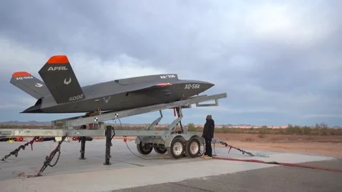 Kratos XQ-58A Valkyrie launch rail syste... | Stock Video | Pond5