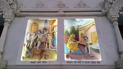 Krishna Charitra On Wall In Prem Mandir ... | Stock Video | Pond5