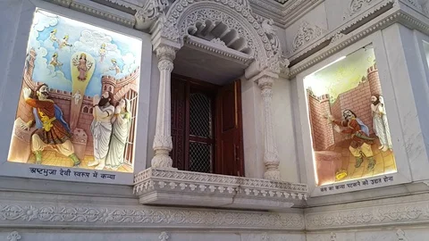 Krishna Charitra On Wall In Prem Mandir ... | Stock Video | Pond5