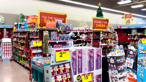 Kroger grocery store interior holiday me... | Stock Video | Pond5