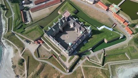 Kronborg Castle - Drone Top Down Pan | Stock Video | Pond5