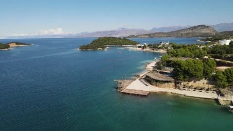 Ksamil Albania islands forward, 4K Drone | Stock Video | Pond5