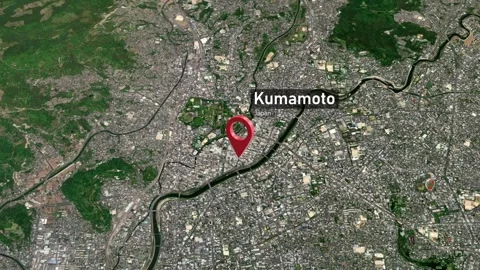 Kumamoto City Map Zoom (Japan) from Spac... | Stock Video | Pond5