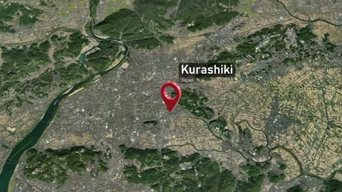 Kurashiki City Map Zoom (Japan) from Spa... | Stock Video | Pond5