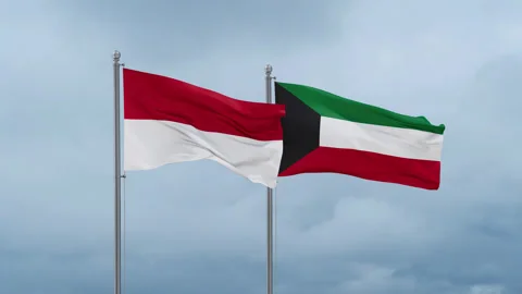 Kuwait and Indonesia flag | Stock Video | Pond5