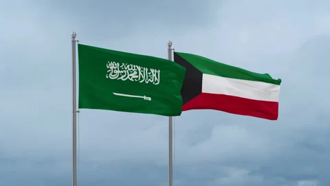 Kuwait and Saudi Arabia flag | Stock Video | Pond5