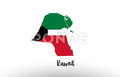 Kuwait country flag inside map contour design icon logo ~ Clip Art ...