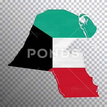 Kuwait flag and map, transparent background: Royalty Free #169964014