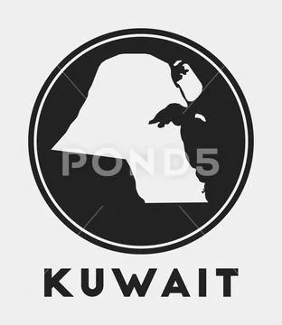 Kuwait icon. Round logo with country map and title. Stylish Kuwait ...