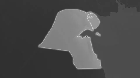 Kuwait map - drive. Glow. Grayscale. | Stock Video | Pond5