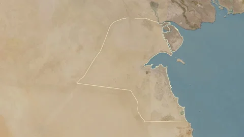 Kuwait map - drive. Regions. Satellite. | Stock Video | Pond5