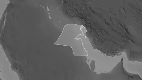 Kuwait map - extract. Border. Grayscale.... | Stock Video | Pond5